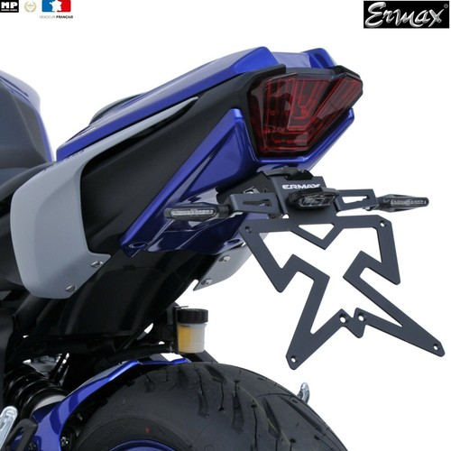 Support de plaque déporté alu noir Support de blinker Ermax Yamaha MT07 ...