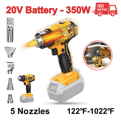 Portable Heat Gun Cordless Electric Heat Gun 5 Nozzle 1022°F For Dewalt ...