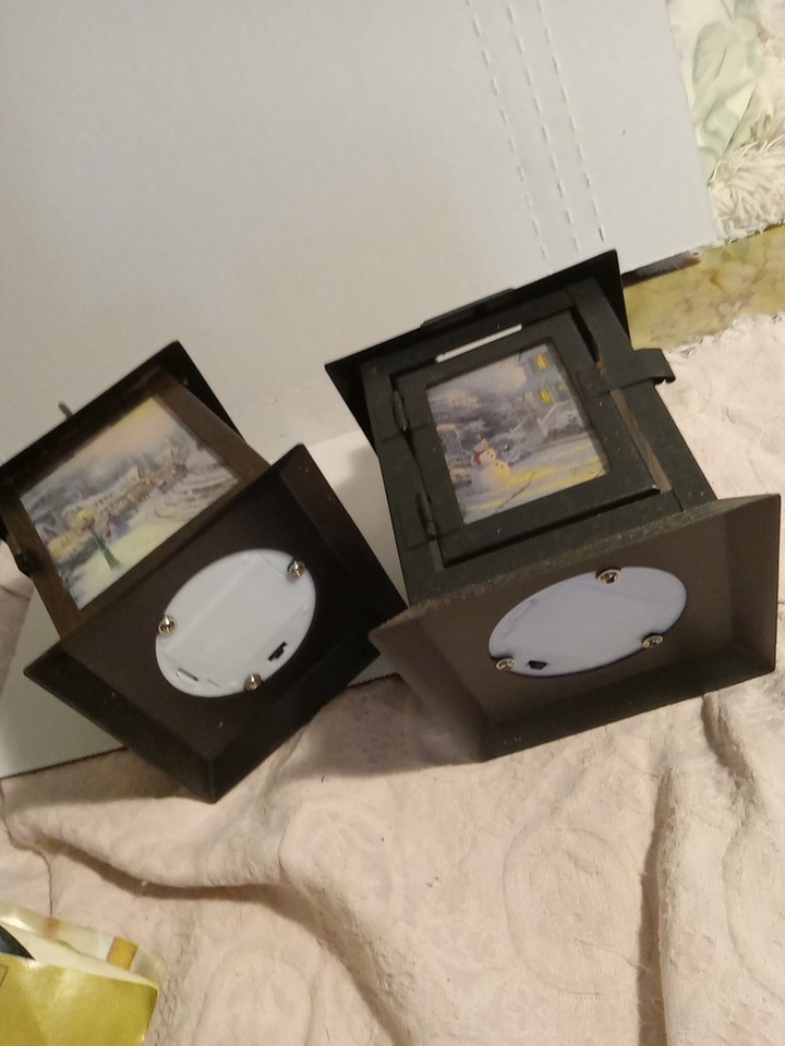 Set 2 Thomas Kinkade Flameless LED Coach Lantern Village Night Before ...