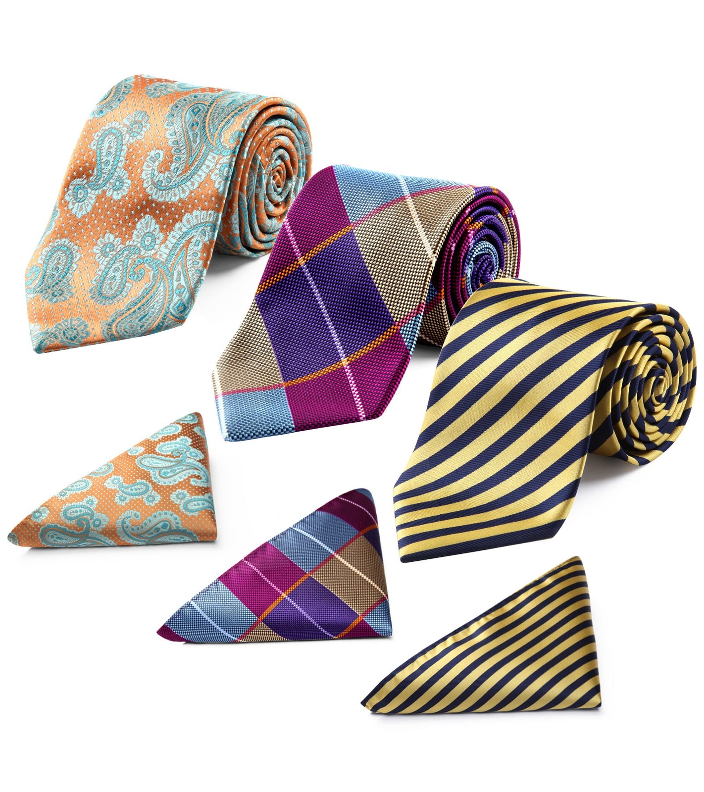 Mens Ties and Pocket Square Set Business Elegant Ties for Men Classic ...
