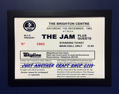 The Jam Final Gig Ticket Stub Brighton 11 December 1982 A4 Size Framed ...