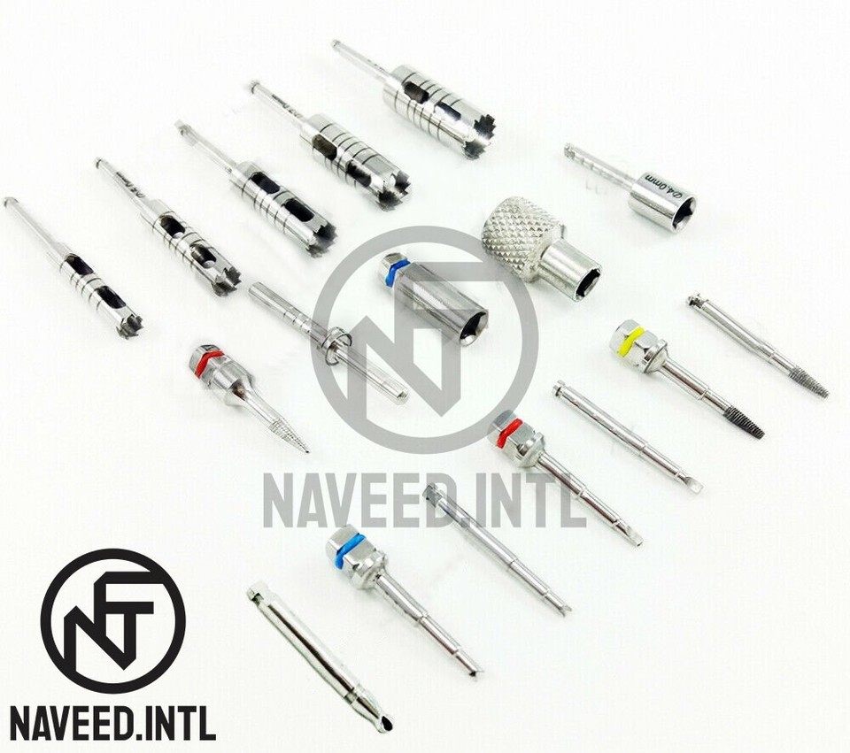 Implant Remover Dental Kit Long Trephine Screw Drivers Drill Wrench 18 ...