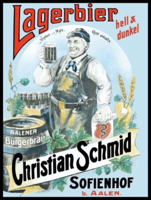 Christian Schmid Lagerbier Beer NEW Sign 24"x30" USA STEEL XL Size 7 lb ...