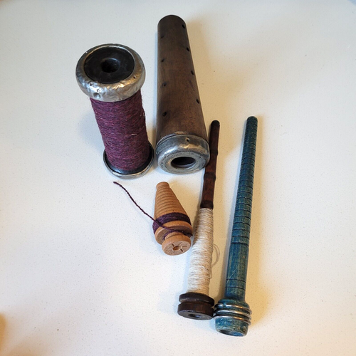 Wooden Textile Mill Thread Bobbins Spools Spindles X 5 Assortment | eBay