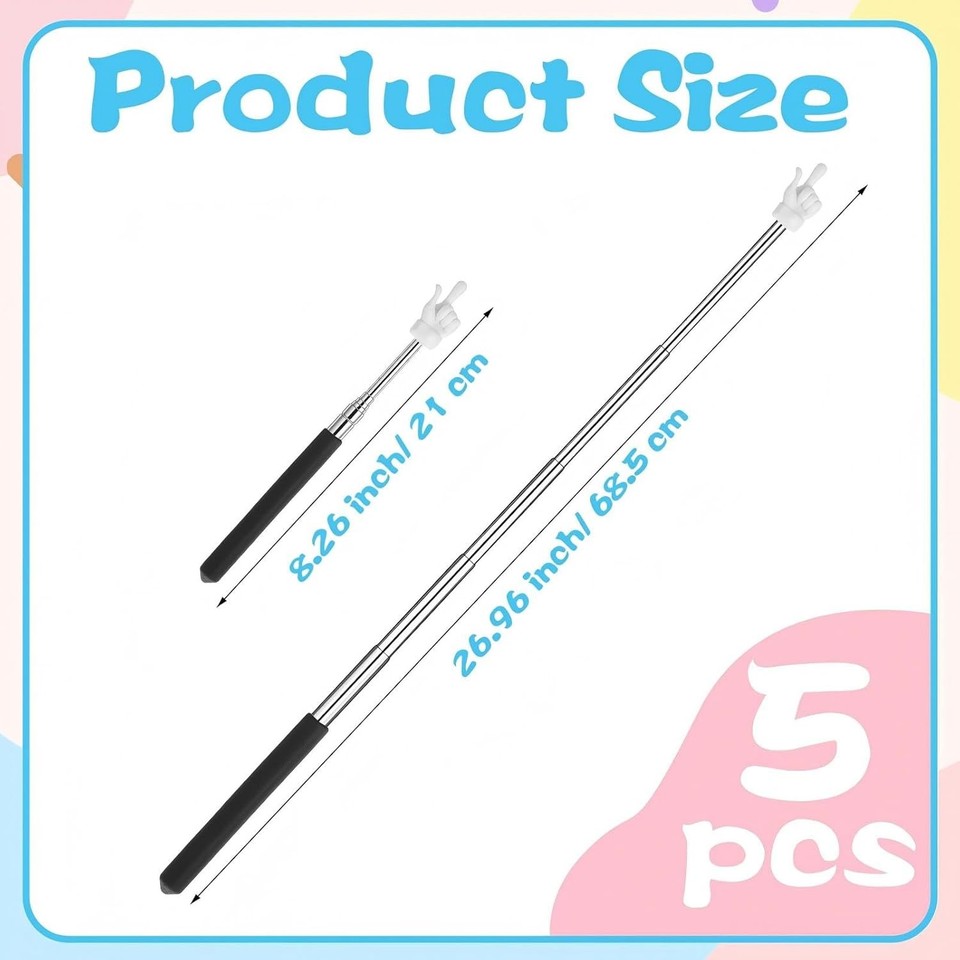 5Pcs Telescopic Teachers Finger Pointer, Teachers Pointer Extendable ...