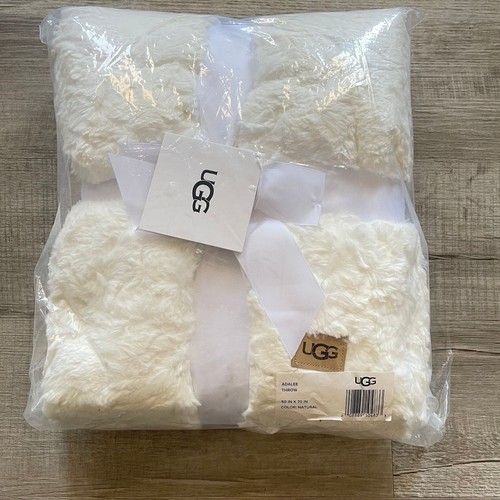 UGG Adalee Faux Fur Throw Blanket Natural White 50" x 70" NWT | eBay