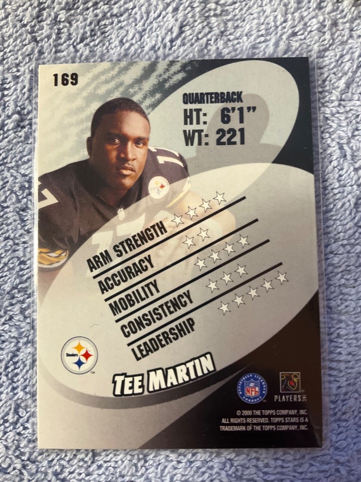 Tee Martin Vols Steelers 2000 Topps Stars Rookie card #169 Free ...