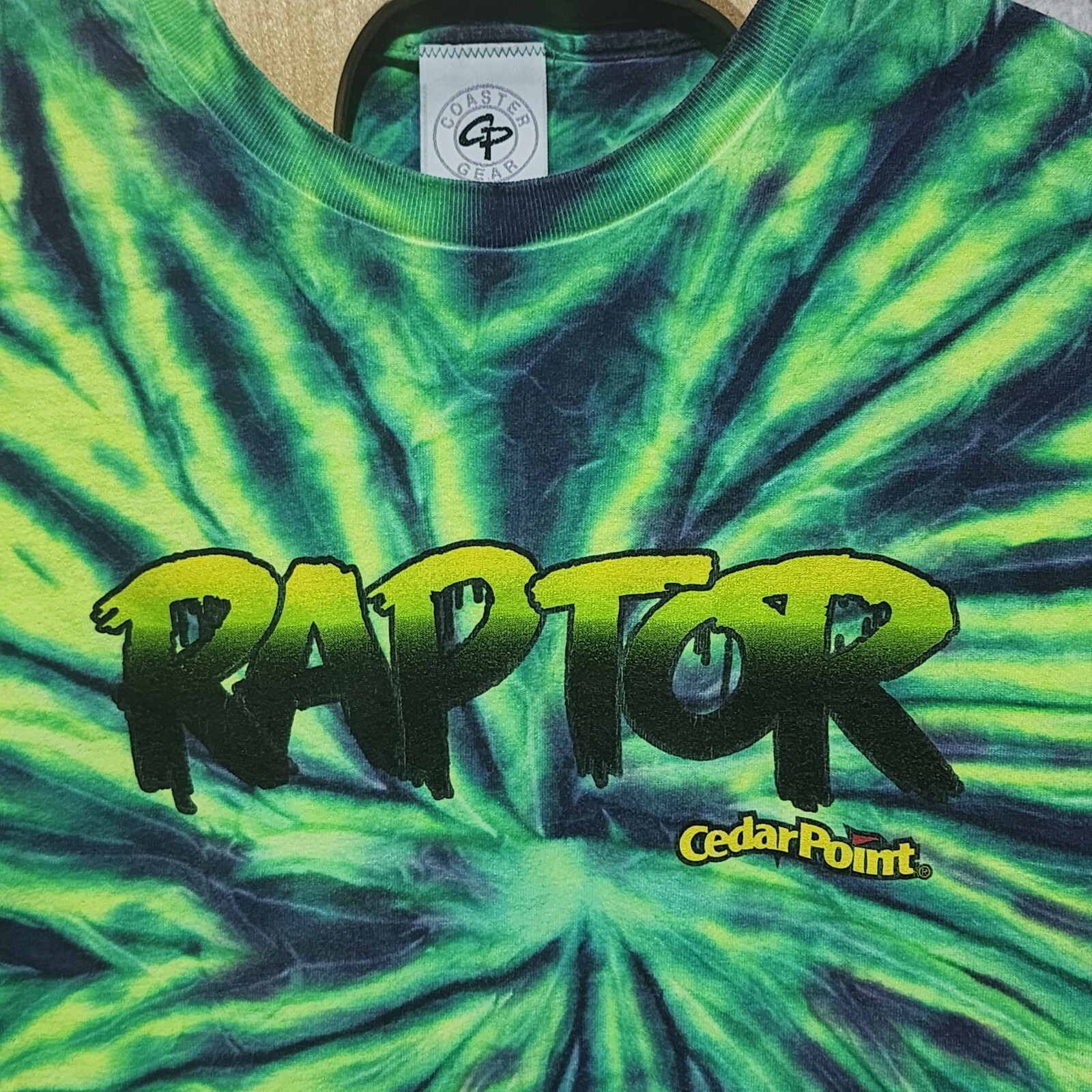 Men's Cedar Point Tie dye Raptor Roller Coaster T Shi… - Gem
