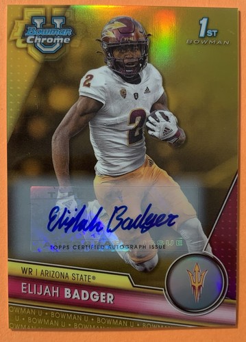2023 Bowman Chrome U Elijah Badger 1st Gold Refractor Autograph Auto ...