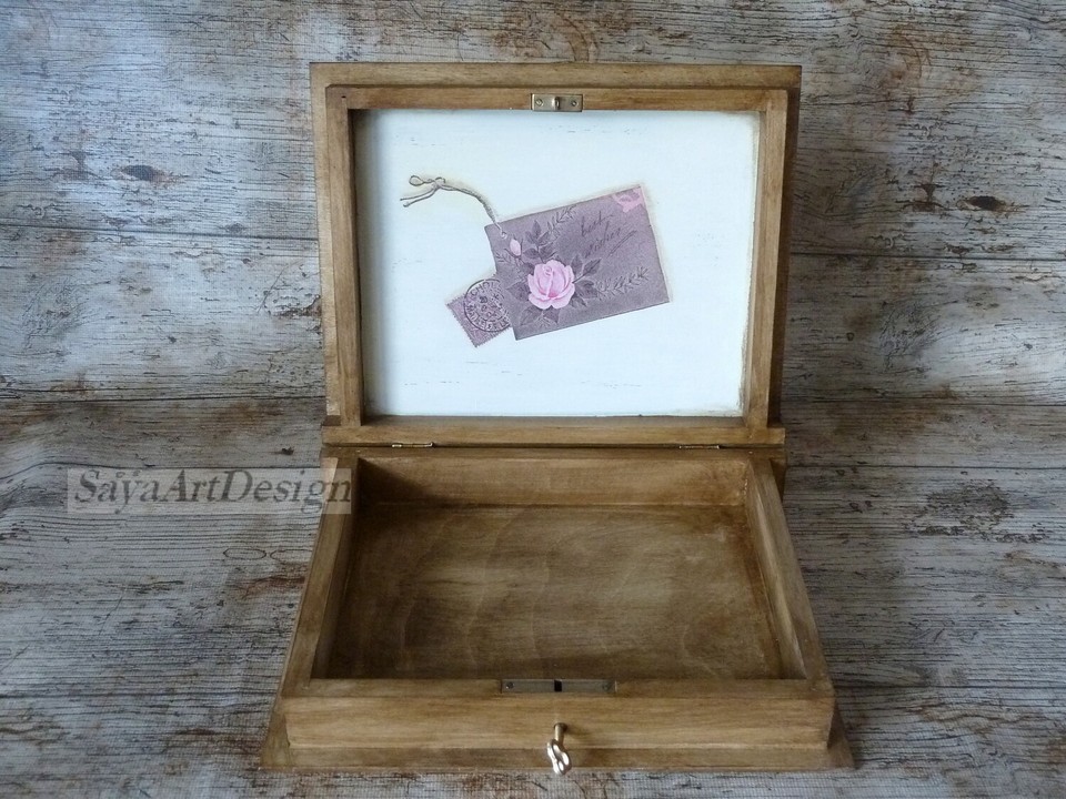 Jewelry Keepsake Box with a Key. Book Shape Wooden Box. | eBay