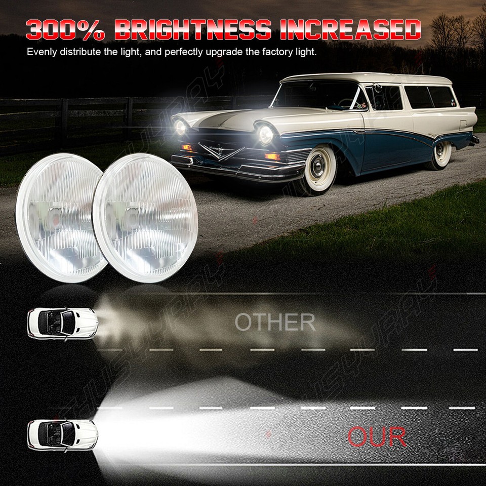 For 1967-1972 Chevy C10 7inch round LED Headlights Round HI/LO Beam ...