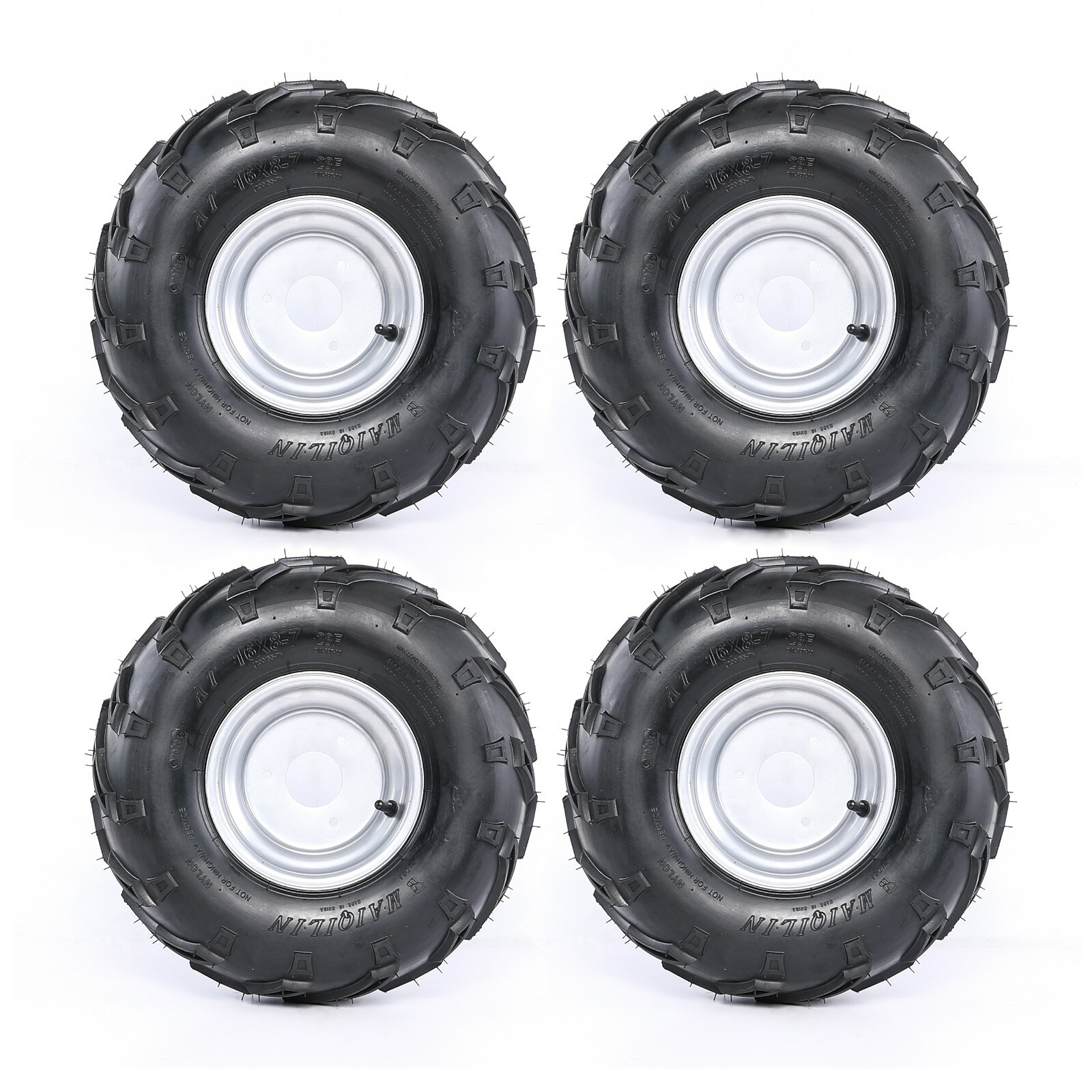 4pcs 7" inch 3 Lug Wheel Rim 16x8-7 Tires 16x8x7 16/8-7 ATV Tire Quad ...