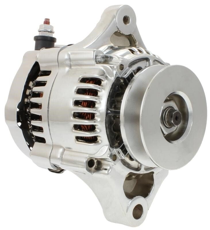 Chrome Mini Alternator Self Excited 1-Wire for Chevy Hot Rod Street Rod ...