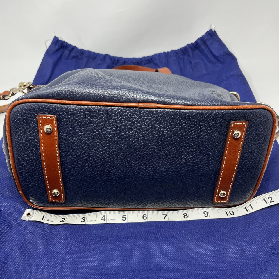 Dooney & Bourke Large Blue Domed Pebble Grain Zip Satchel - EUC | eBay
