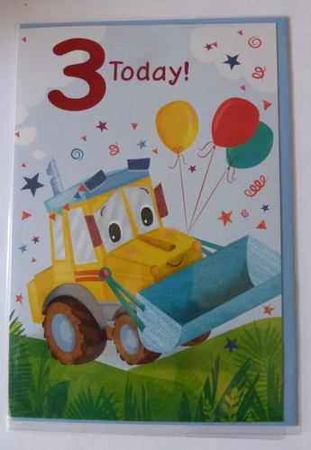 Boys Age 3 Birthday Card - Digger - Size 13cm x 19.5cm | eBay