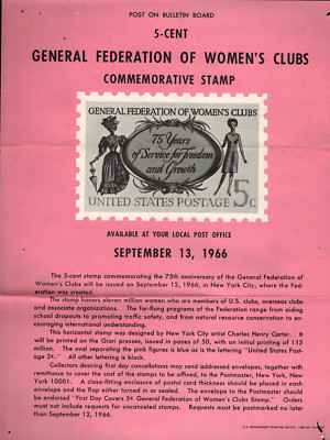SCARCE 1966 5-Cent GENERAL FEDERATION OF WOMEN'S CLUBS Postage Stamp ...