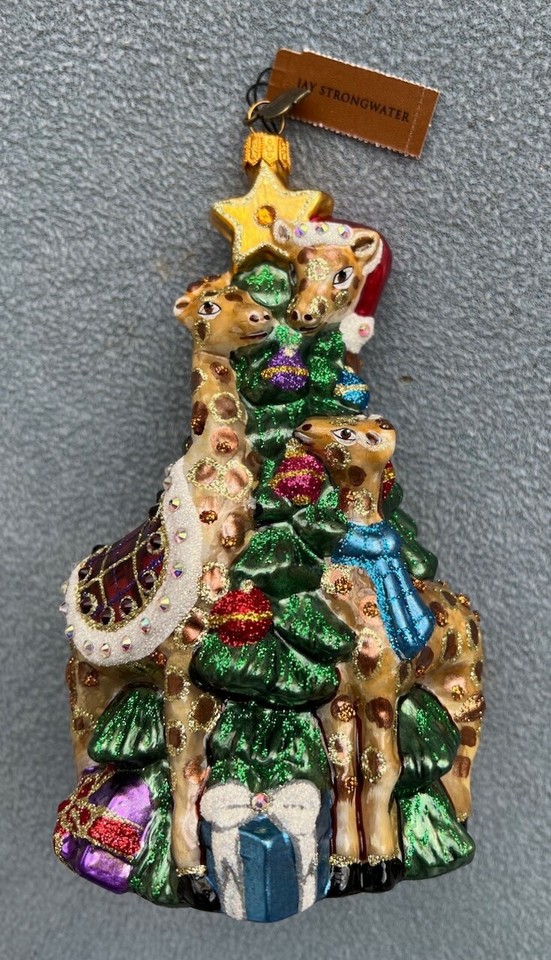 Jay Strongwater Giraffe Family Decorating Tree Ornament Swarovski New ...