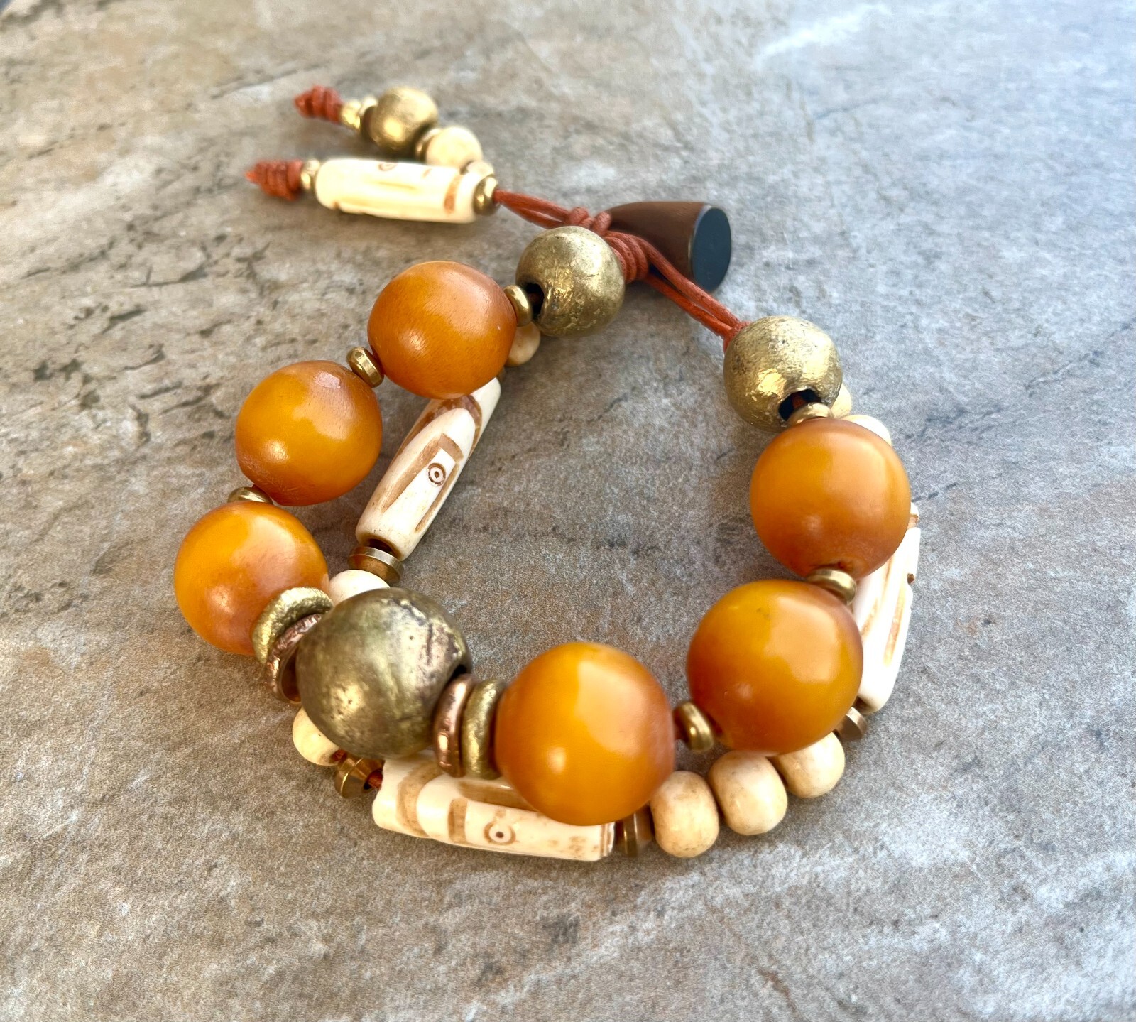 Tribal Boho African Copal Amber Bracelet | eBay