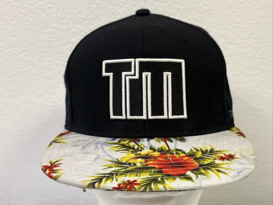 Toby Mac TM Christian Black Tropical Hibiscus Flat Bill Snap Back Hat ...