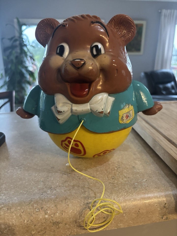 Vintage 1969 Fisher-Price #164 Roly Poly Chubby Cub Bear Pull Toy ...