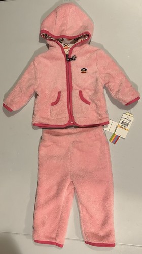Small Paul Frank Julius Monkey Pink Fuzzy Baby Girls 2pc Jacket Pants ...