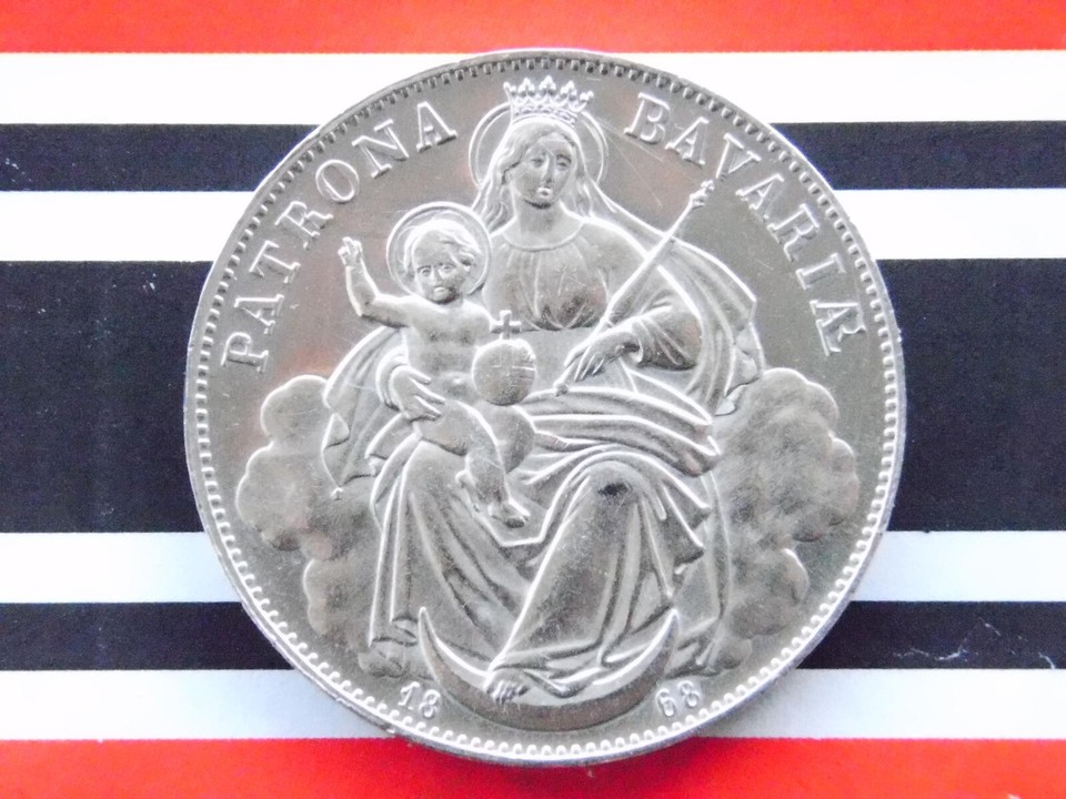THALER 1868 BAVARIA Ludwig II. Madonna Patrona Bavariae Silver German ...