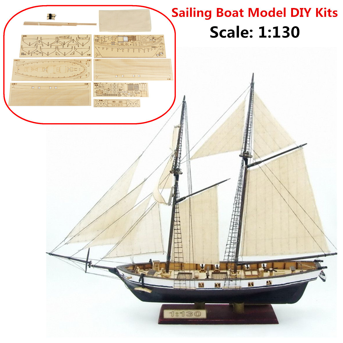 Wooden Sailing Boat Model DIY Kit Decoration Gift Ship Model Kit Ship ...