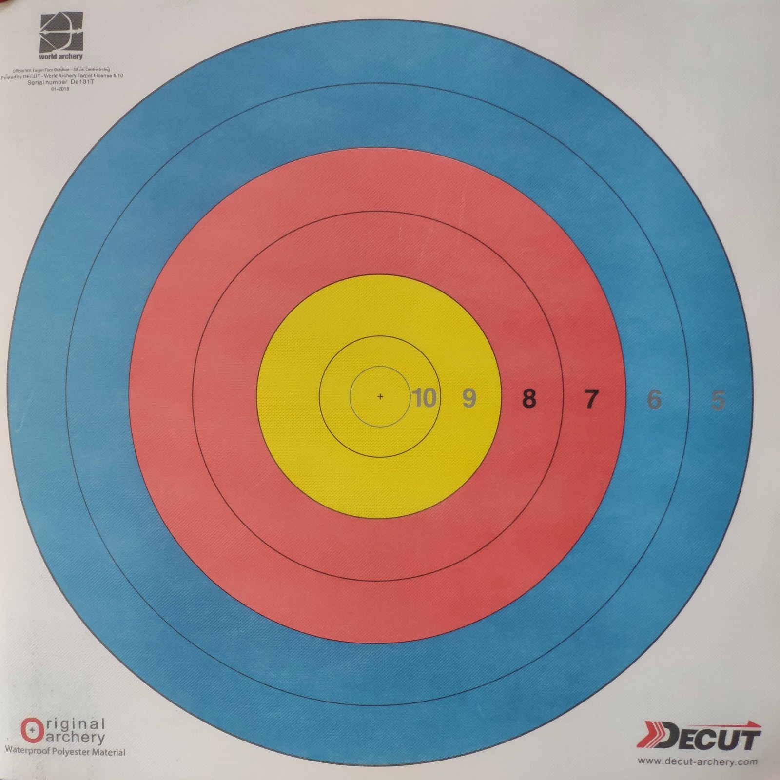 DECUT ARCHERY OFFICIAL WA TARGET FACE OUTDOOR-80CM CENTRE 6 RING (10PCS ...