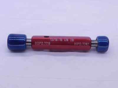 13/16 16 UN 2B THREAD PLUG GAGE .8125 GO NO GO P.D.'S = .7719 & .7782 ...