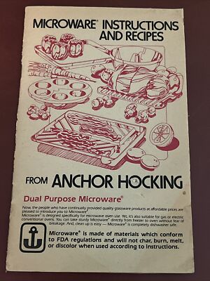 Anchor Hocking Cookware Microware INSTRUCTIONS AND RECIPES BOOK | eBay