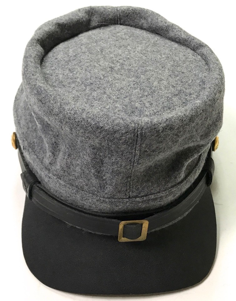 CIVIL WAR CSA CONFEDERATE INFANTRY GRAY WOOL KEPI FORAGE CAP HAT-LARGE ...