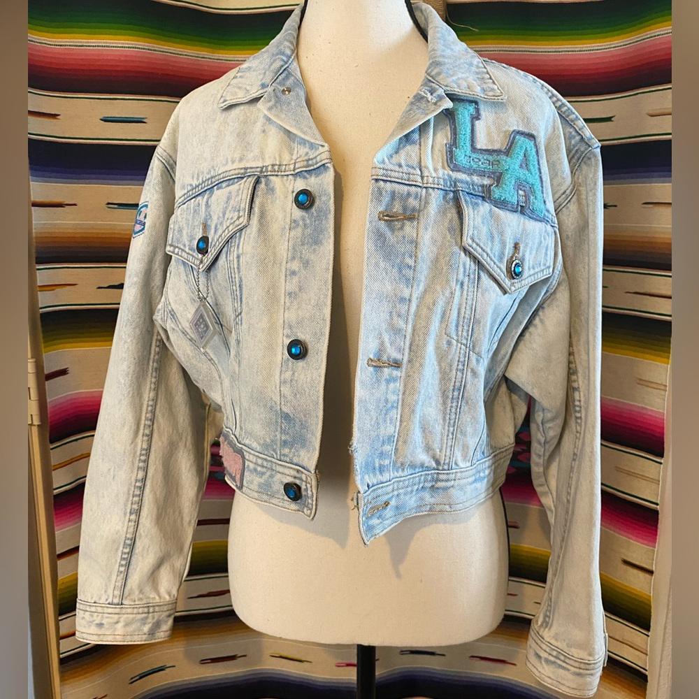 RARE 80s Vintage LA GEAR Acid Wash Denim Jacket - Gem