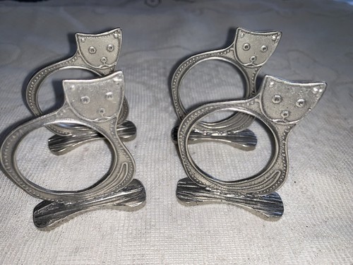 Vintage Metal Cat Napkin Rings Set Of 4 | eBay