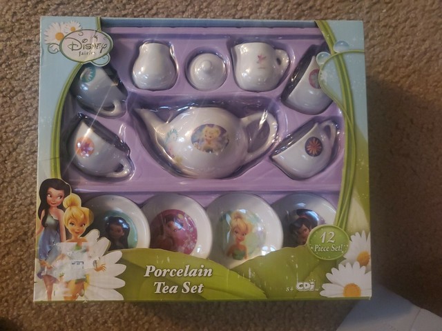 Disney Fairies 12 PC Porcelain Tea Set Princesses Pretend Play ...