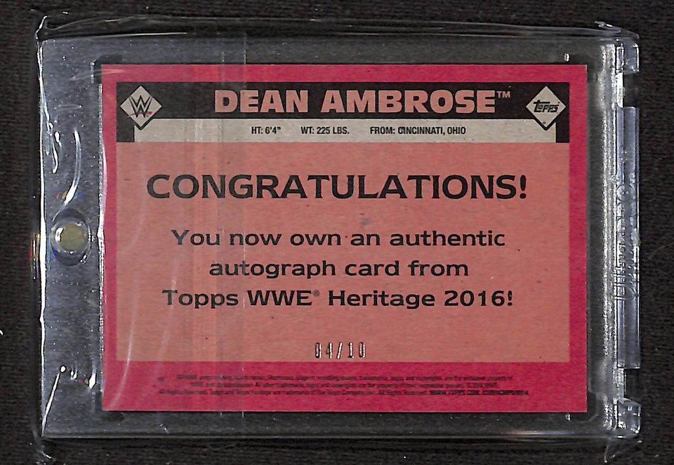 2016 Topps WWE Heritage #NNO Dean Ambrose Auto /10 | eBay