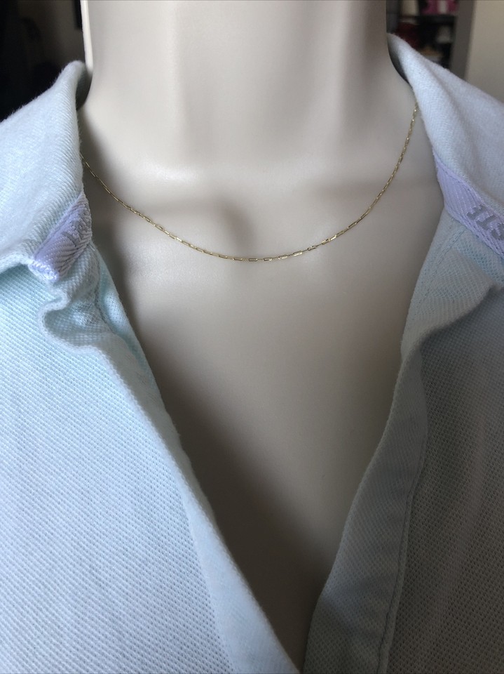 14K Solid Gold Authentic Gold W/ 14K STAMP Paperclip 1mm Necklace THIN ...