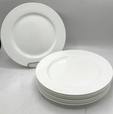 FITZ & FLOYD NEVAEH WHITE BONE CHINA DINNER PLATES SET OF 7! EXCELLENT ...