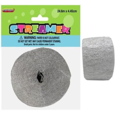 Jumbo Silver Crepe Streamer 24M Jumbo Paper Colour Birthday Party ...