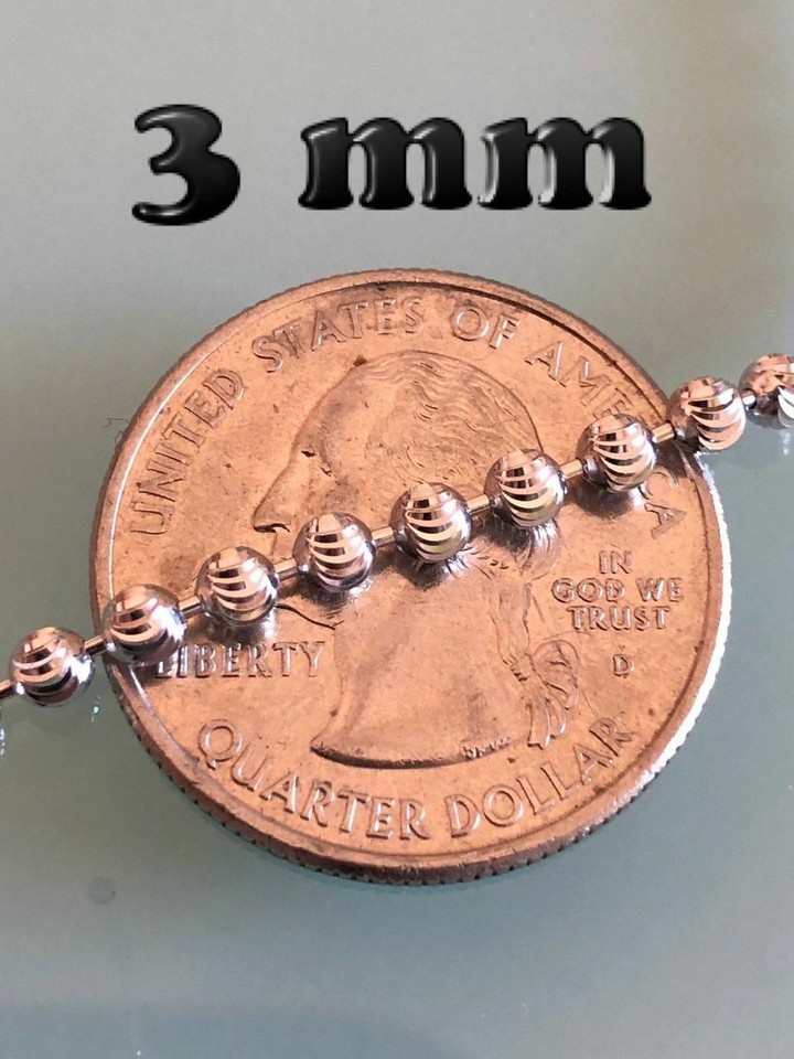 Ball Moon Chain SOLID 925 Silver 14k Yellow Gold Plated Hip Hop Cut Men ...