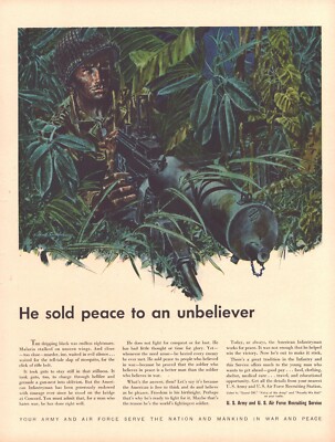 1948 US Army Air Force Recruiting Service Print Ad Soldier machine Gun ...