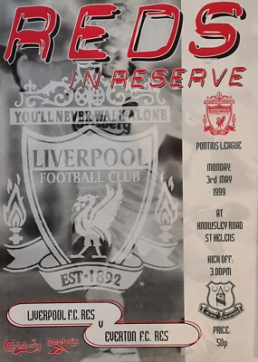 Liverpool Reserves v Everton Reserves - Football Programme - 03.05.1999 ...