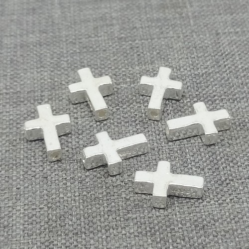 6pcs of 925 Sterling Silver Shiny Small Jesus Cross Beads for Bracelet ...