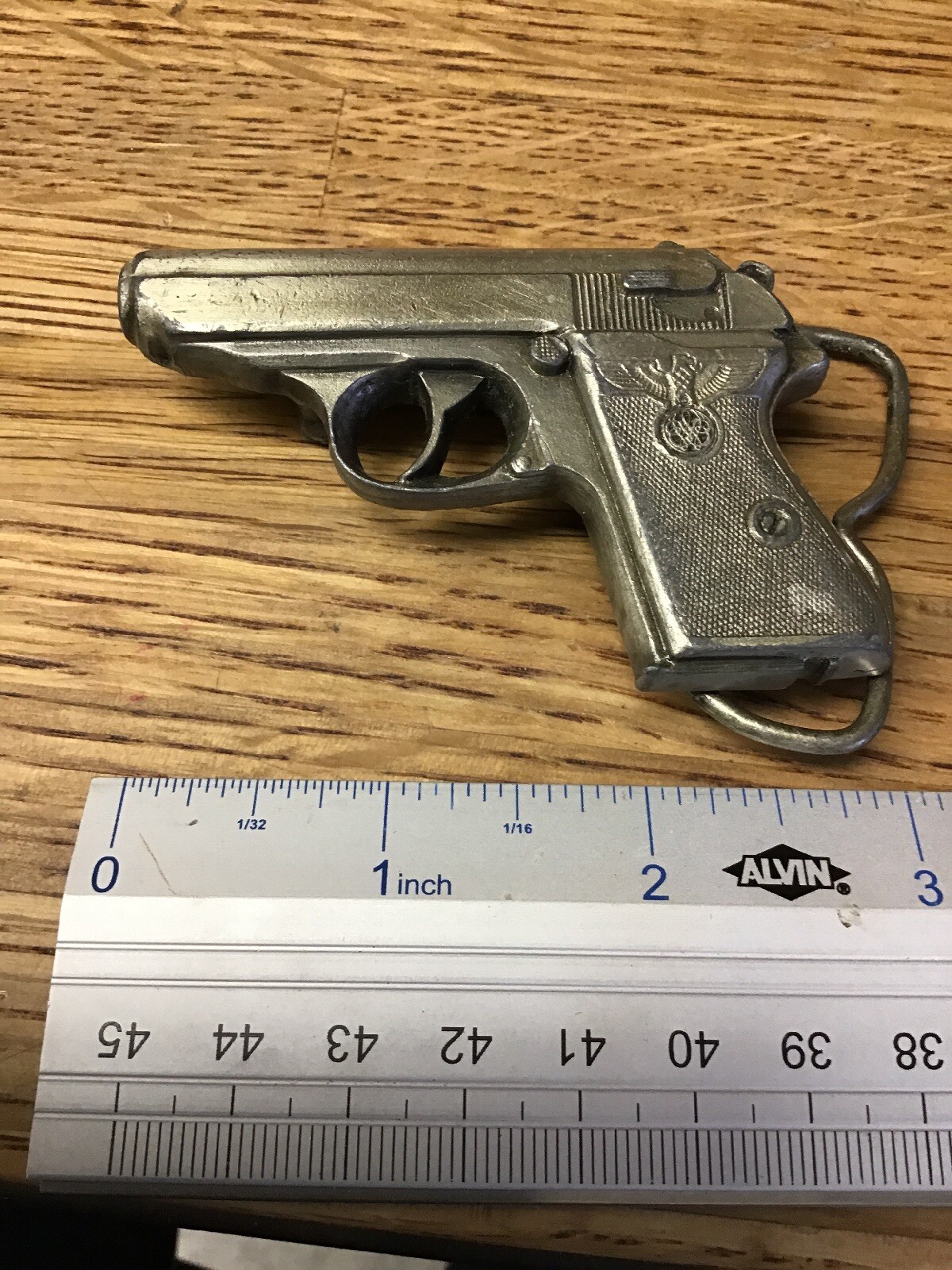 Vintage 1970s Belt Buckle Original 1979 Bergamot Brass Works Pistol ...