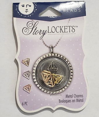 Blue Moon Beads Story Lockets OPEN DIAMOND Metal Charms - 6 pcs | eBay