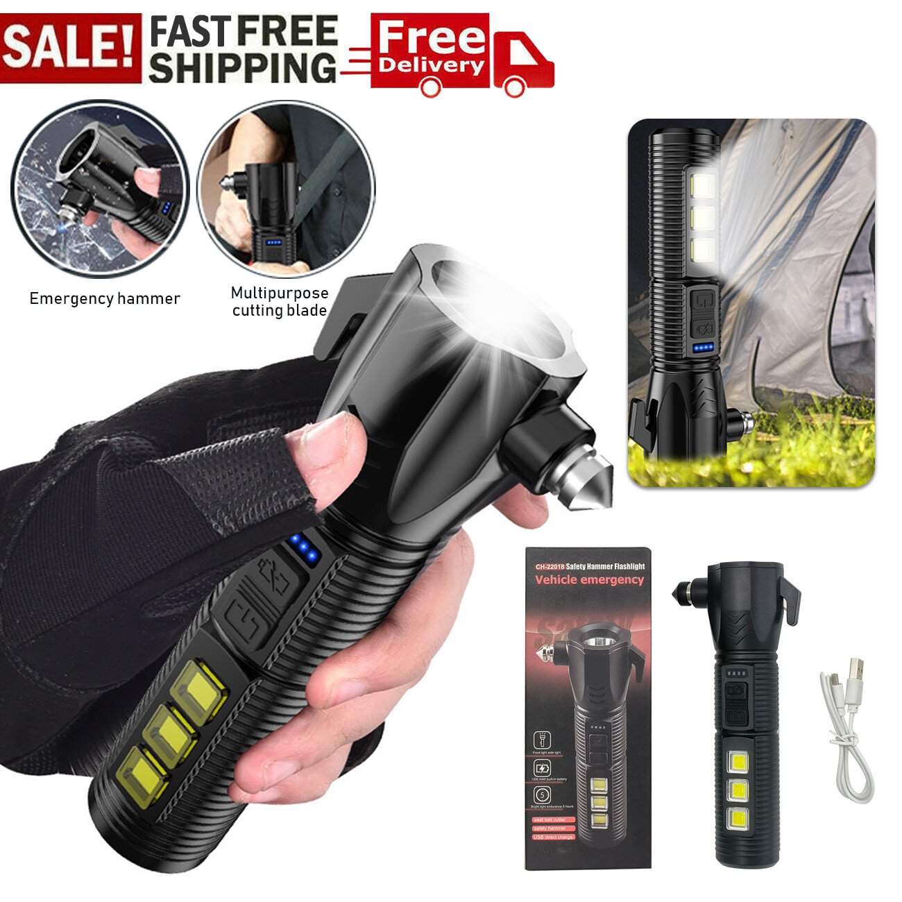 Brightest 2500000LM High Power LED Tactical Flashlight Cutter ...