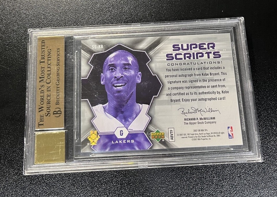Kobe Bryant 2007-08 Upper Deck SPx Super Scripts Auto BGS 9.5 / 10 ...