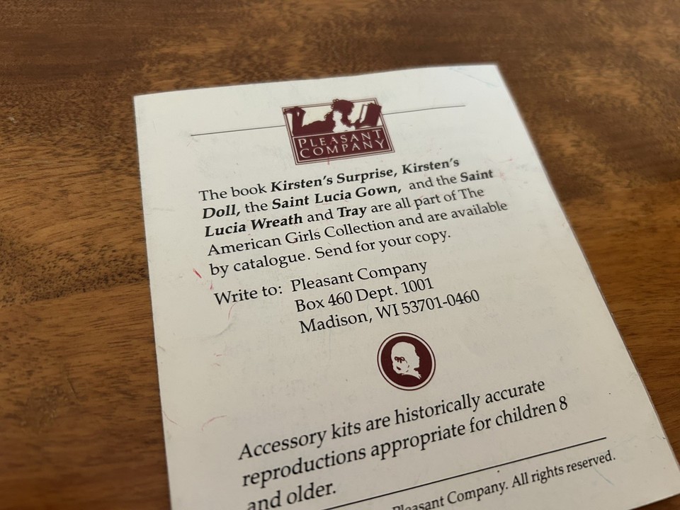 PLEASANT Company Kirsten 1986 Pamphlets Christmas Dreams Meet Collector ...