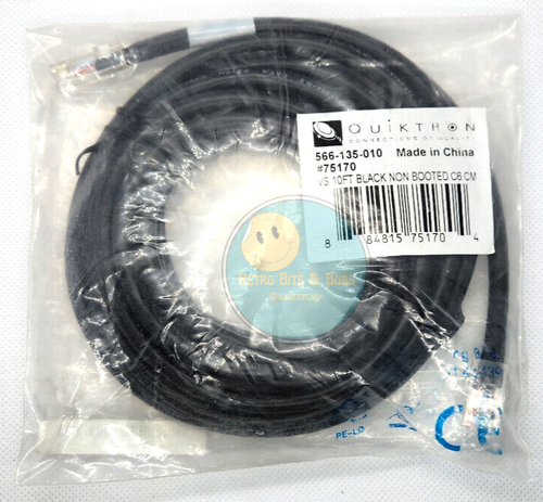 Quicktron 566-135-010, VS 10FT Non-Booted, C6 CM, Ethernet Cable, Black ...