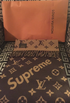 Louis Vuitton Supreme X Cashmere Brown Monogram Scarf - Brand New | eBay