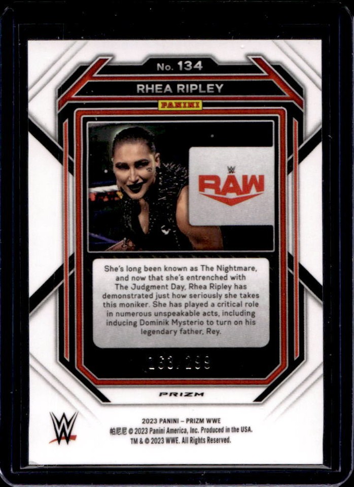 2023 Panini Prizm WWE Rhea Ripley Red #/299 #134 | eBay